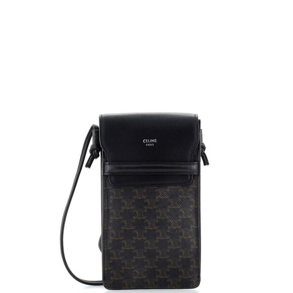 Celine | Accessories | Celine Phone Pouch Crossbody Triomphe Coated ...